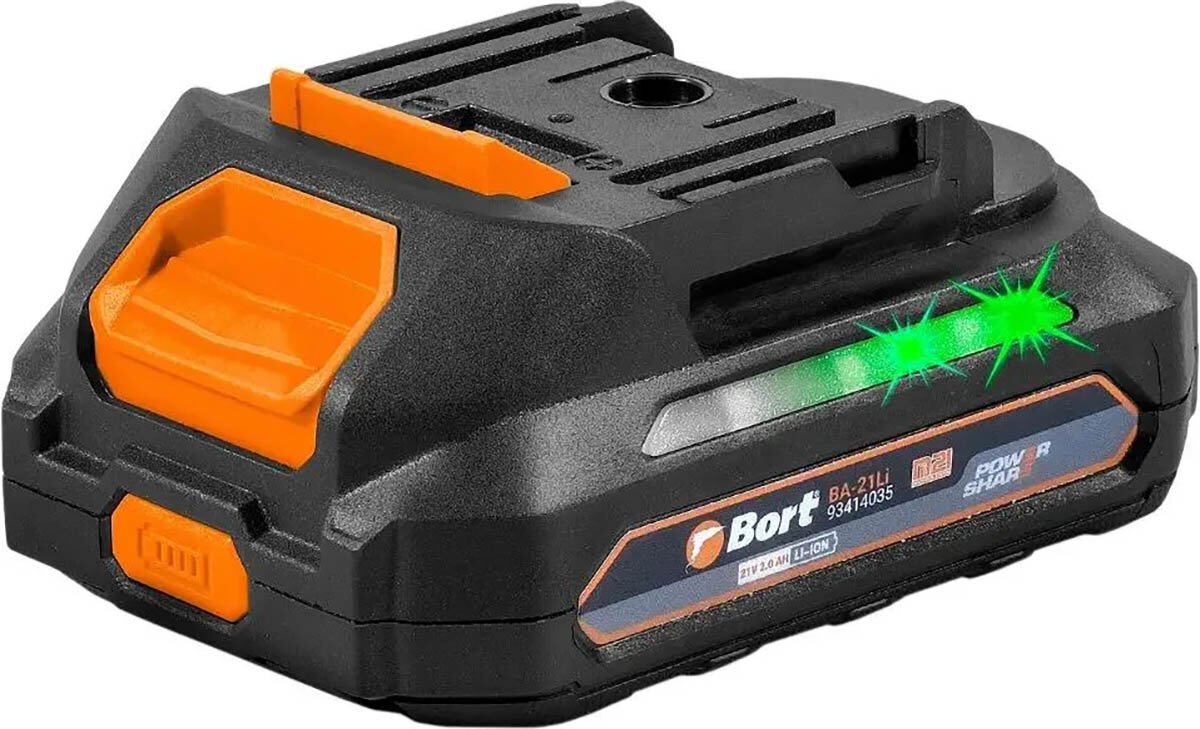 Батарея аккумуляторная BORT BA-21Li, 21В, 2Ач, индикатор заряда, 400гр.