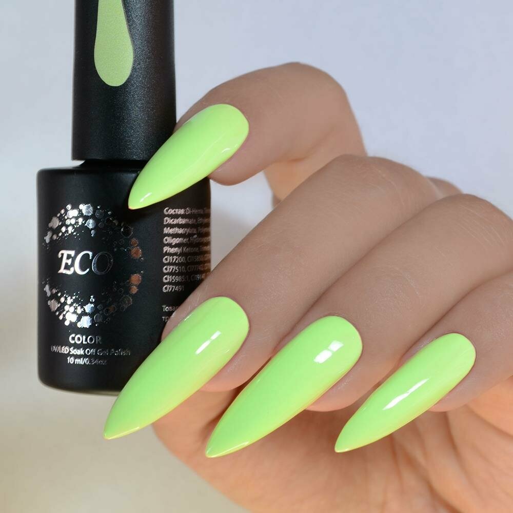 Неоновый гель-лак ECO Professional №161, для ногтей, без блёсток и перламутра