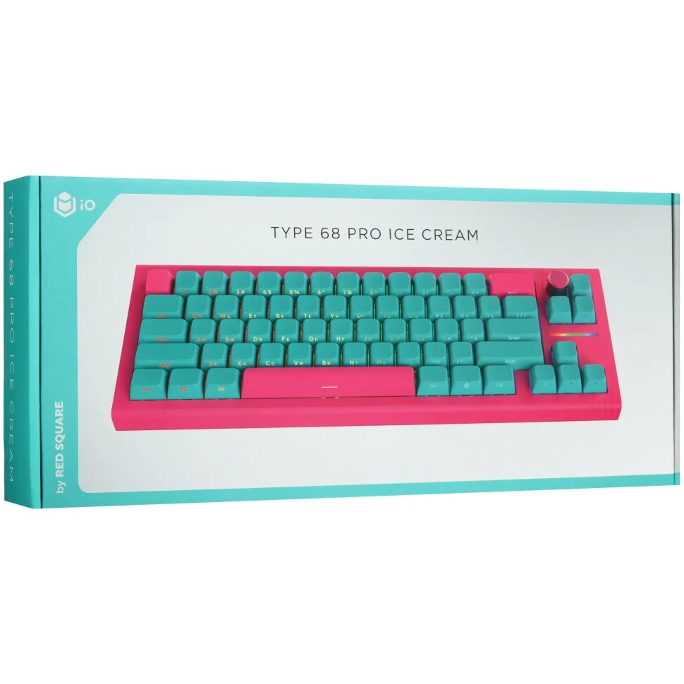 Клавиатура проводная + беспроводная IO by Red Square Type 68 Pro, бирюзовый/розовый
