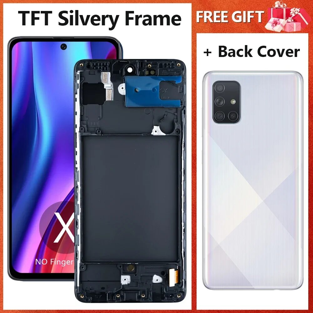 AMOLED для Samsung A71, замена дисплея с рамкой, для Samsung A715 A715F A715FD, TFT White Kit