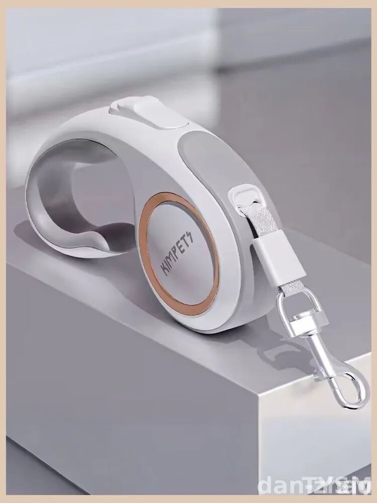 Эргономичный поводок-рулетка 5 м для собак, автоматический, до 35 кг, белый