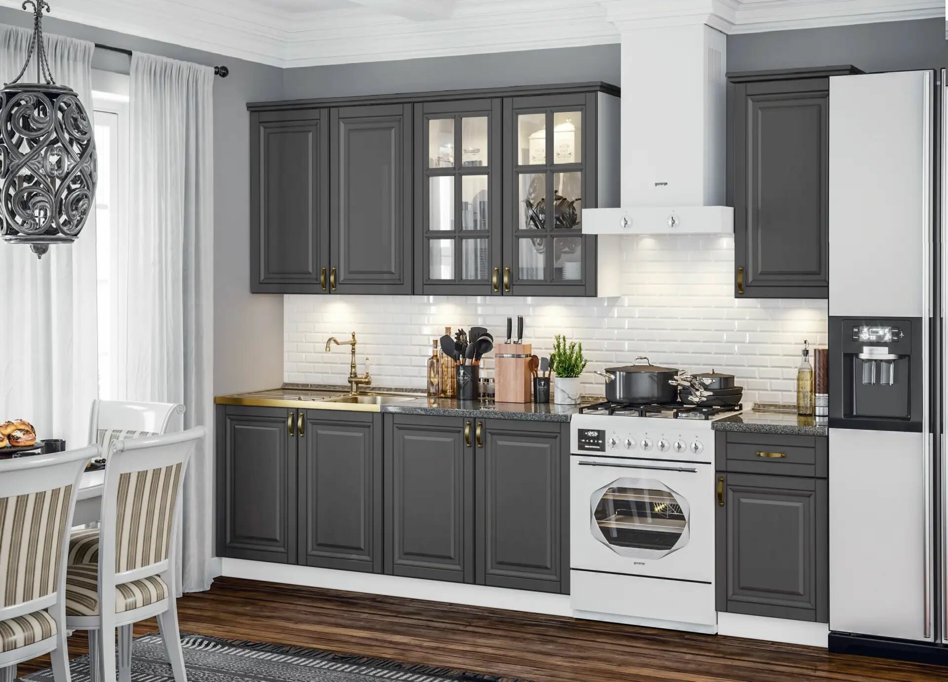 Кухня Престиж 2,0 м. компоновка №3. Графит Софт