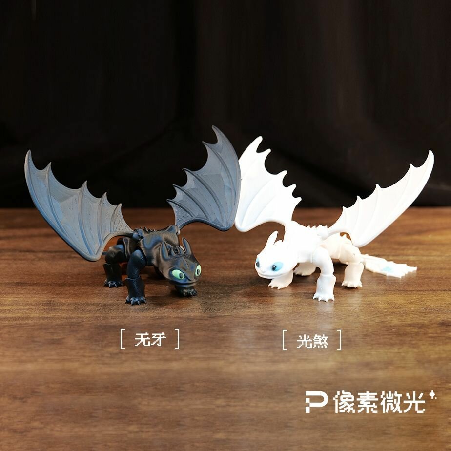 Бейблейд: Как приручить дракона - Семейный портрет Беззубика Найтвинга - Три малыша - Фигурка Найтвинга, напечатанная на 3D-принтере - Модный подарок-игрушка с подвижными суставами
