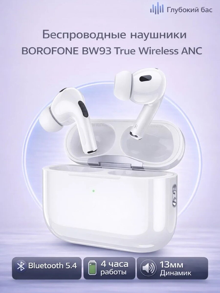 Наушники беспроводные TWS BOROFONE BW93 True, bluetooth V5.4 (Белый)