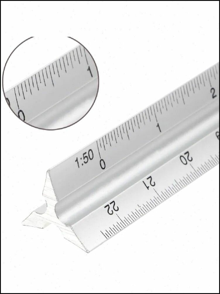 Металлическая линейка, Трехгранная масштабная шкала 30 см