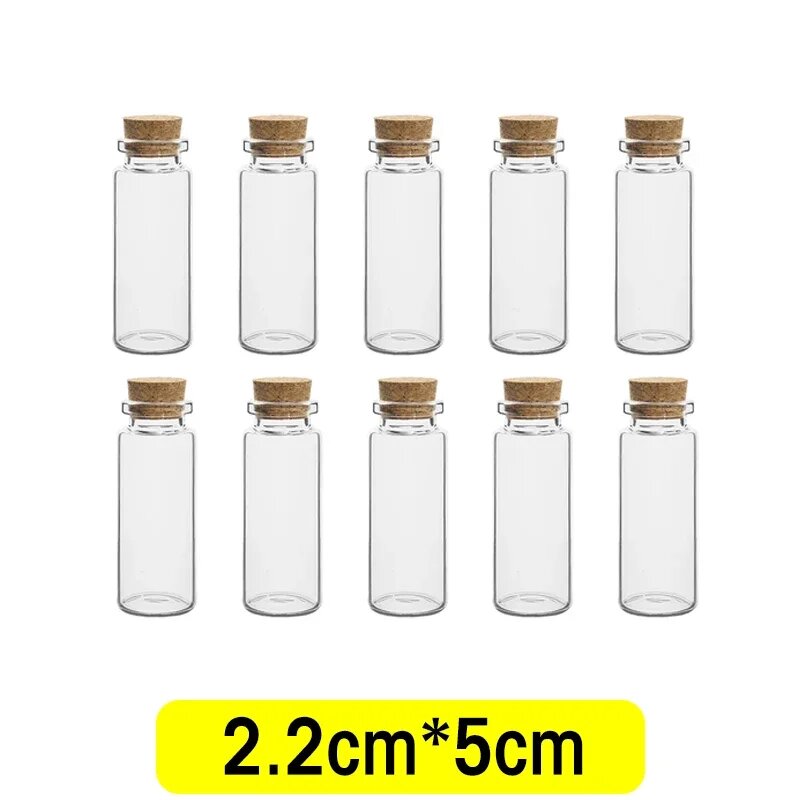 Прозрачные мини-бутылочки из боросиликатного стекла с пробкой 30PCS, 2.2x5cm 10ml
