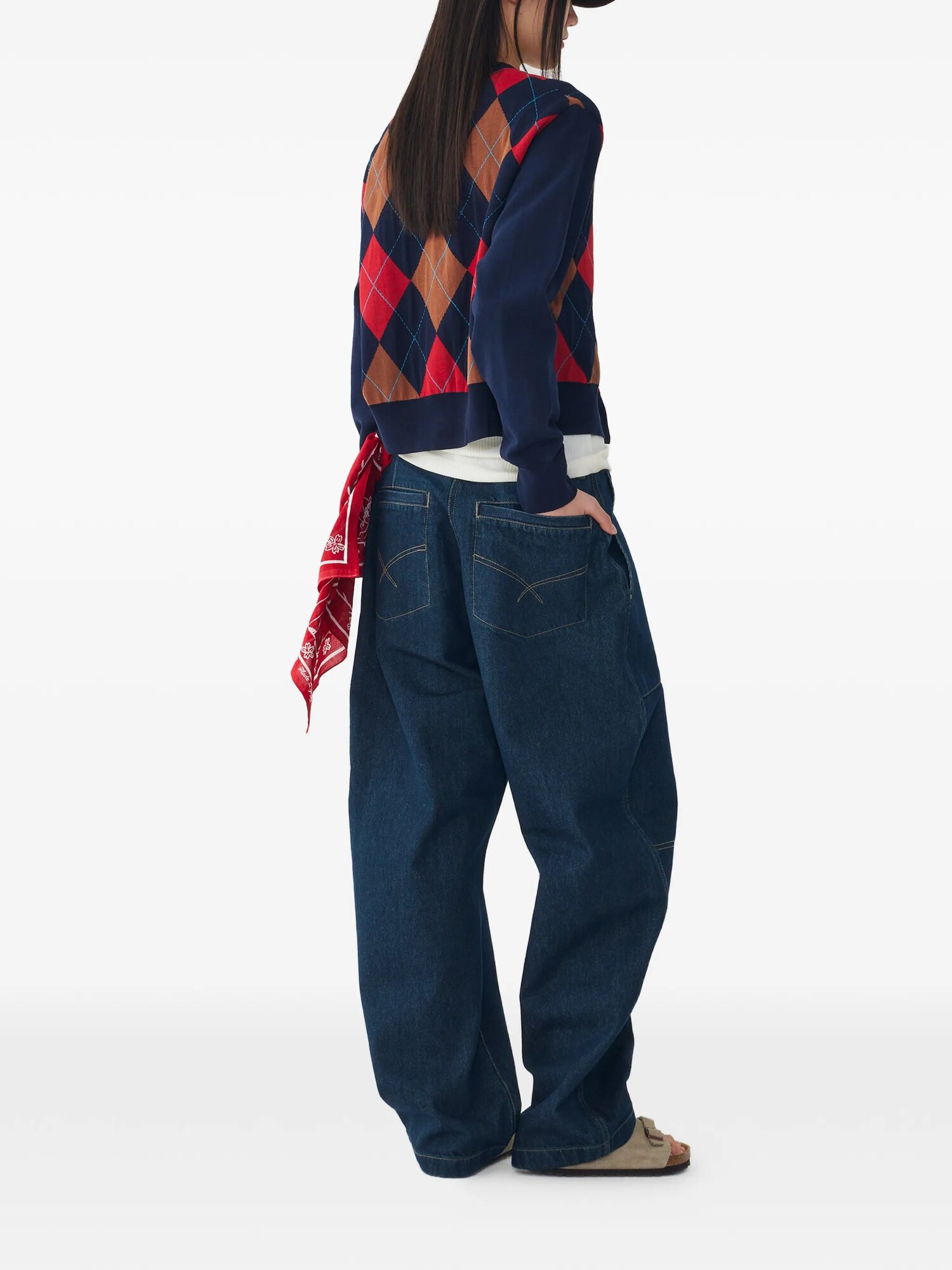 Кардиган STUDIO TOMBOY Argyle cardigan, размер OneSize, синий — фото 1