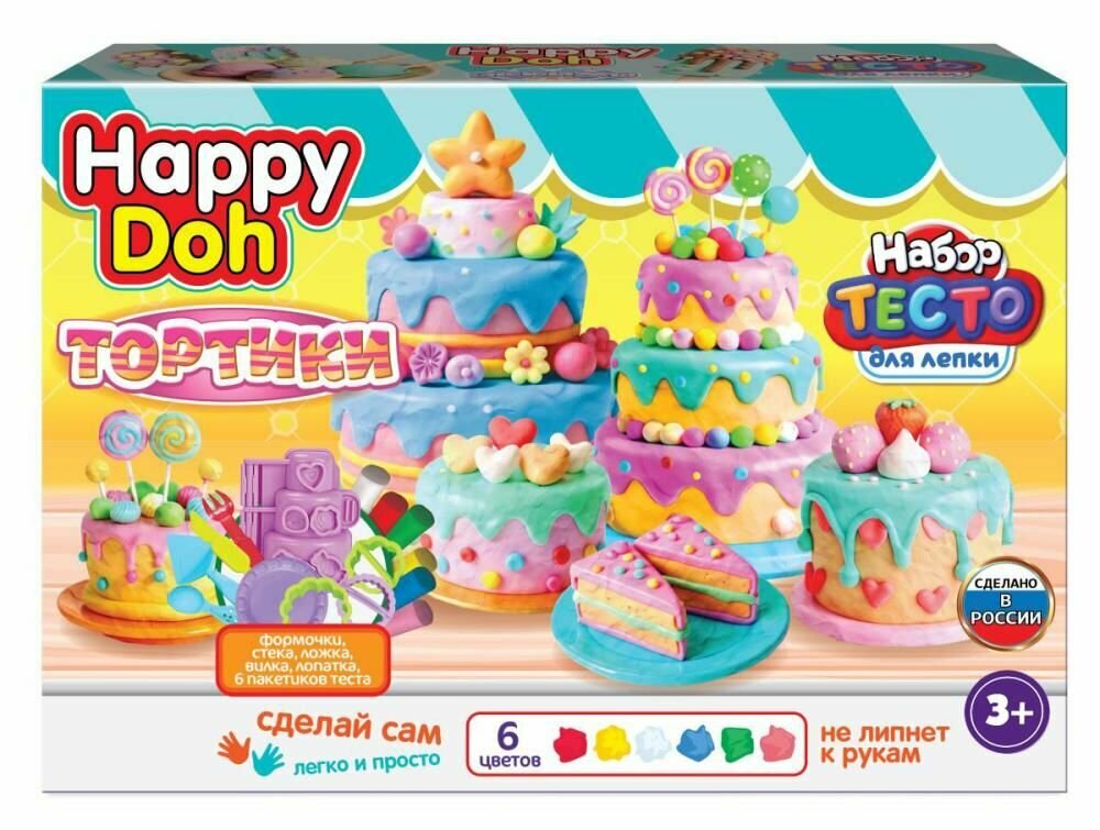 Набор с тестом для лепки Тортики , Happy Doh