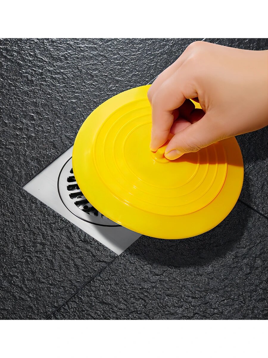 Силиконовая пробка для слива раковины для кухни и ванной 15,5 см желтая