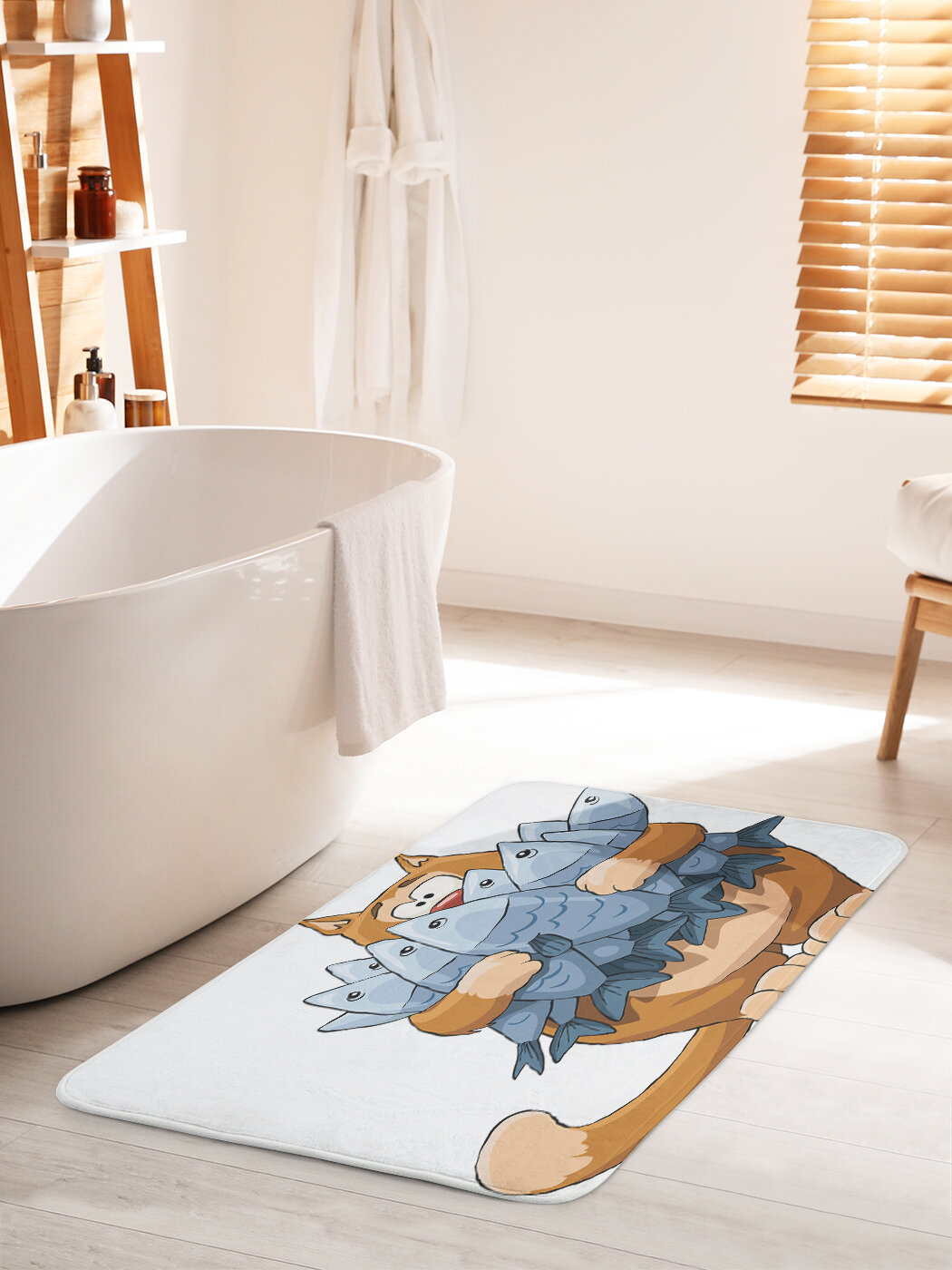 Коврик для ванной комнаты и туалета противоскользящий "Кошачий букет" 60х100 см, JoyArty