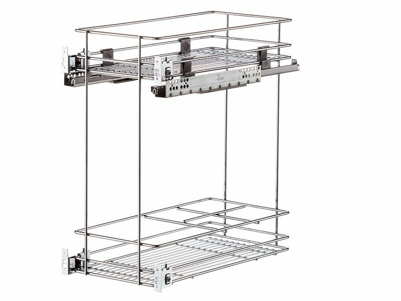 Бутылочница в базу 300 мм, с креплением к фасаду, направляющие плавного закрывания