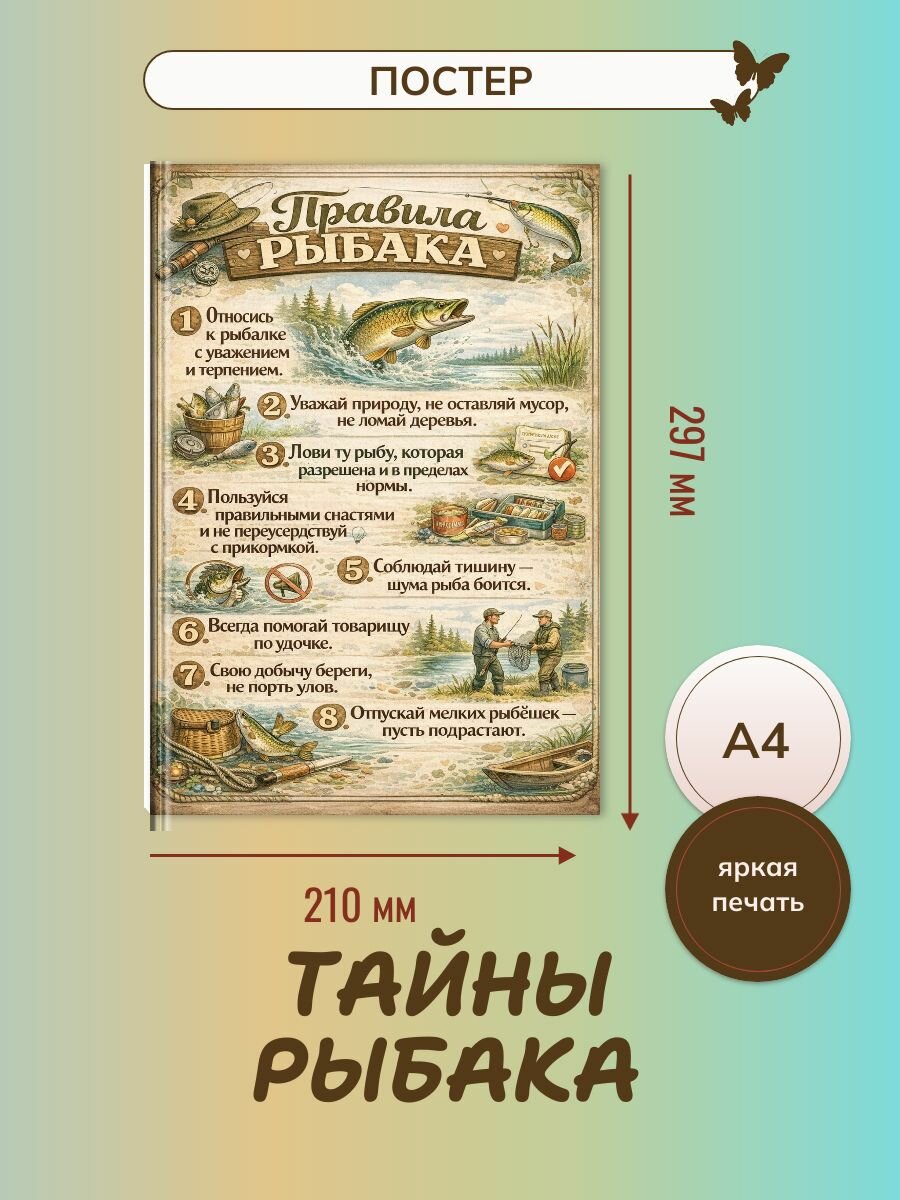 Постер Правила Рыбака А4 — фото 1