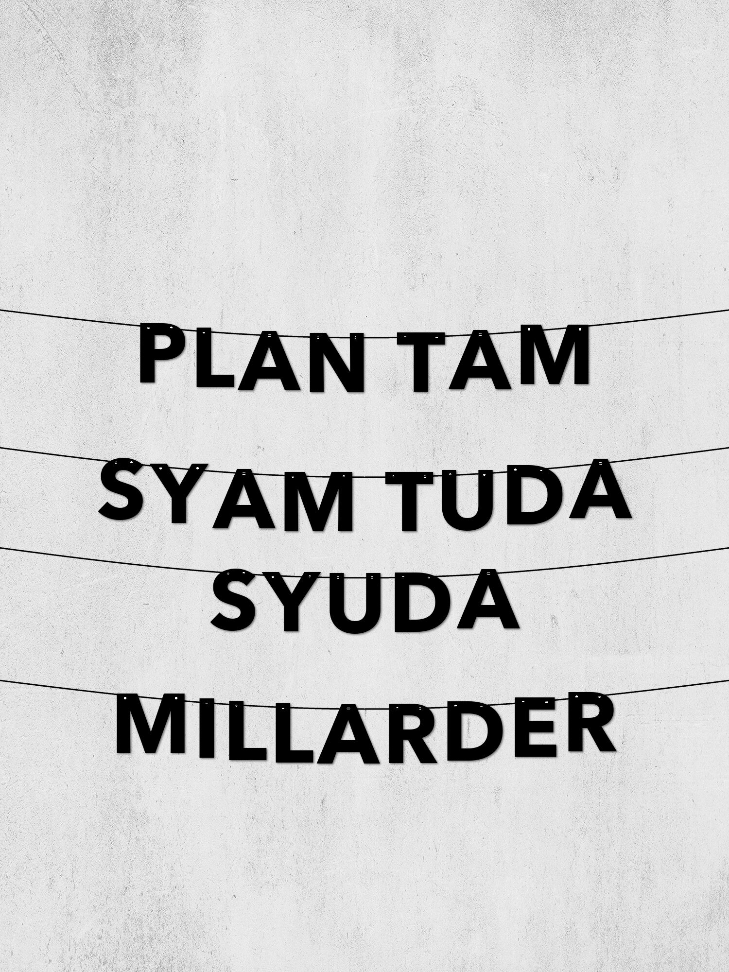Гирлянда из букв Plan Tam Syam Tuda Syuda Millarder - Долговечный декор для праздников и фотосессий, 10 см