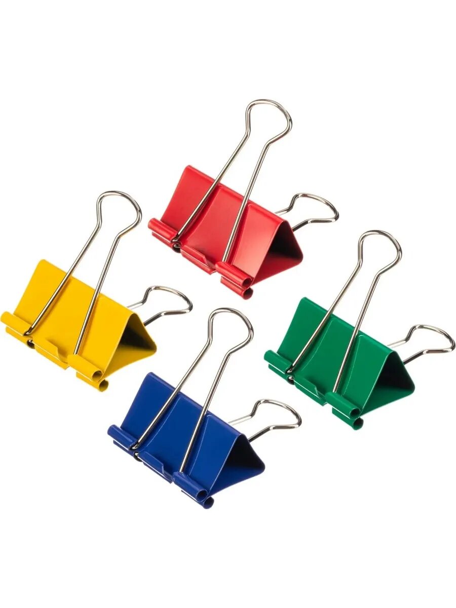 Цветные зажимы для бумаг, 12 шт, 51 мм
