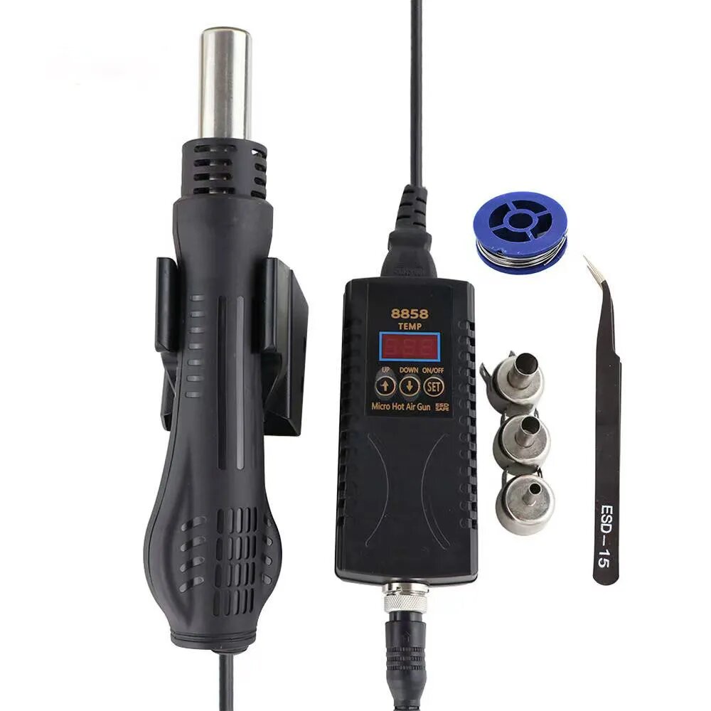 ELEMENT Паяльный фен 600 Вт, Керамический нагреватель, 3 предметов