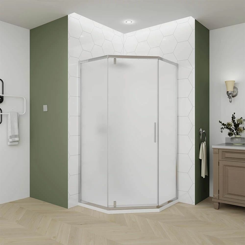 Душевой уголок Veconi Ottimo P10 CH, 90х90, стекло матовое, профиль хром глянец OP10CH-9090-07-C9