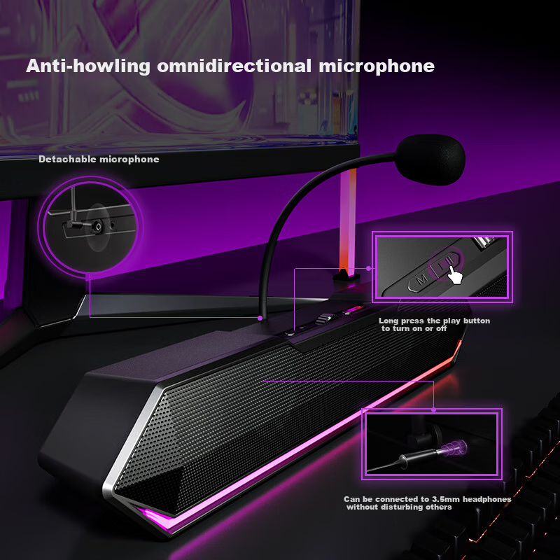 Havit M20 игровые настольные колонки с анти-свистом Bluetooth USB двойная связь длинная полоса для дома ноутбука