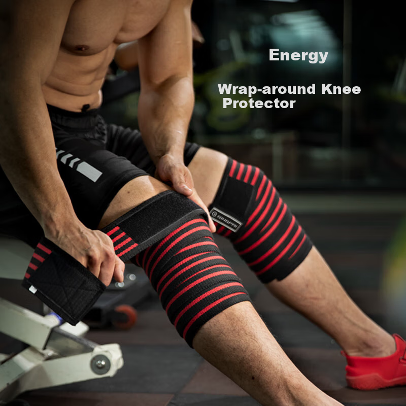 GINGPAI Sport коленный брейс для силовых тренировок - эластичная повязка 2м красно-черная поддержка колена