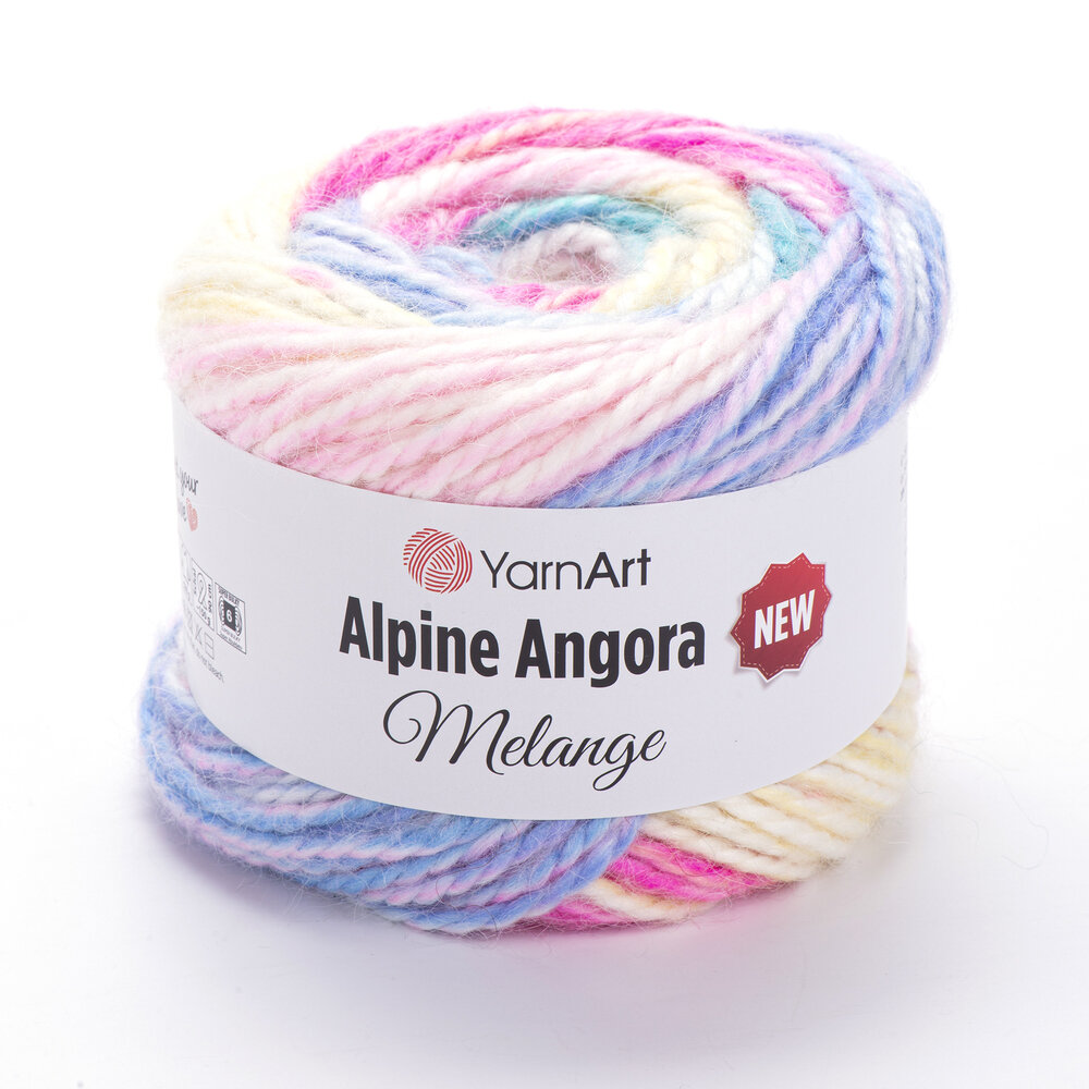 Пряжа для вязания YarnArt Alpine Angora Melange New 6402 светлая радуга 150 гр/150 м 20% шерсть, 80% акрил