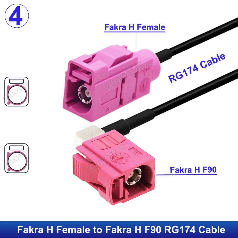 Fakra H Female to Fakra H F90 RG174 кабель, 6M