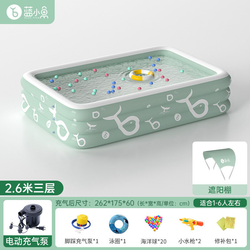 [2026] Надувной уличный бассейн-аквапарк для детей, игровой бассейн, пляжный бассейн с навесом от солнца