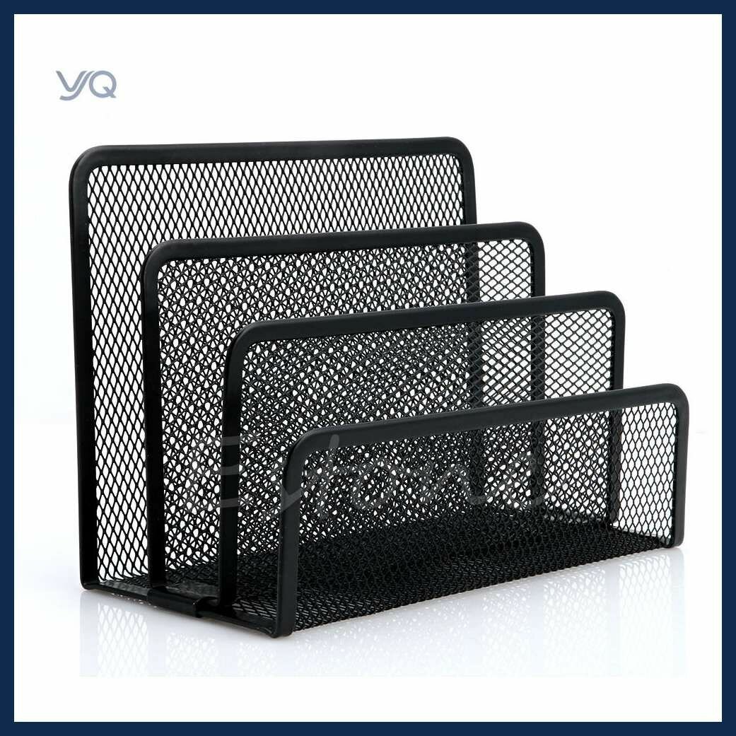 Черный органайзер для файлов, металлическая стойка, 3 секции, офисный стол, держатель документов, сортировщик почты, сетчатая полка, коллекция, библиотека