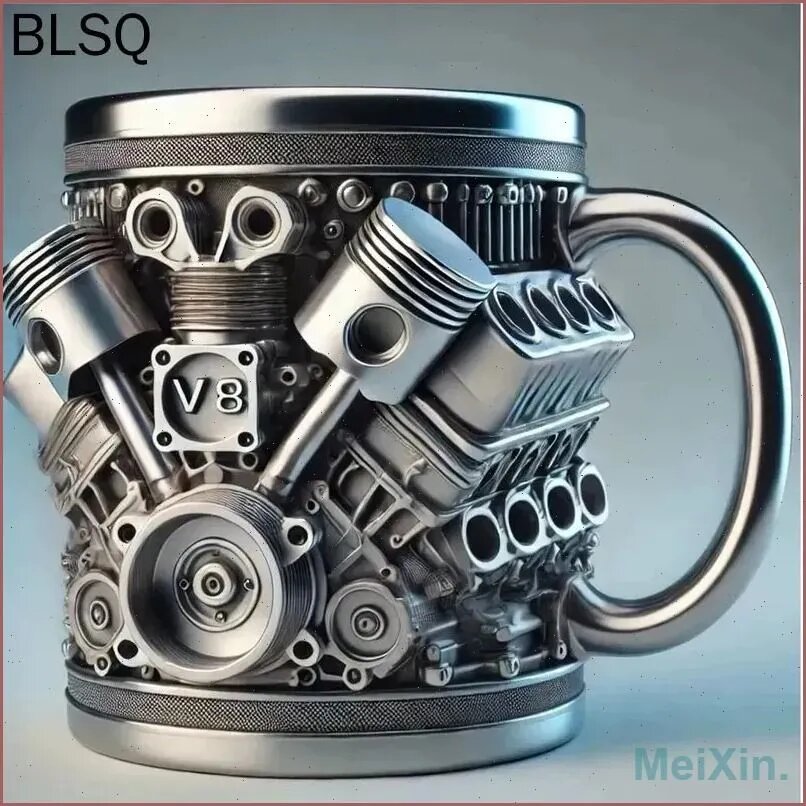 Кружка Двигатель V8, 400 мл, 1 шт. Металлическая кружка с дизайном двигателя, для напитков