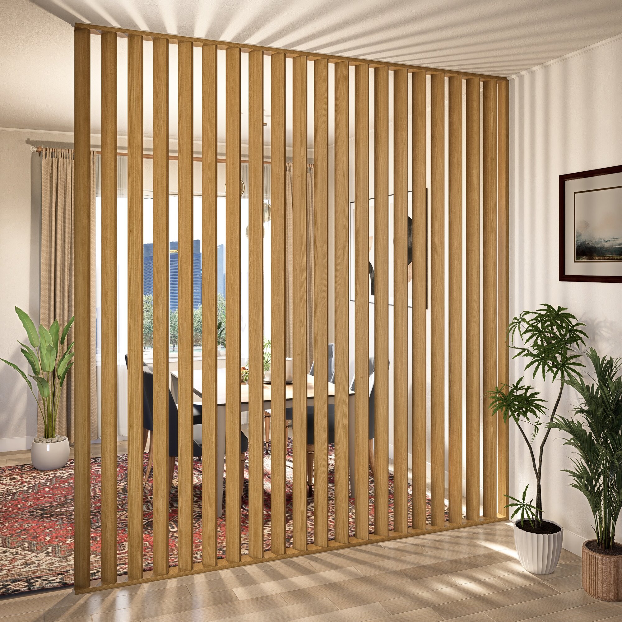 Реечная перегородка для зонирования пространства 2582 мм, Дуб Сонома