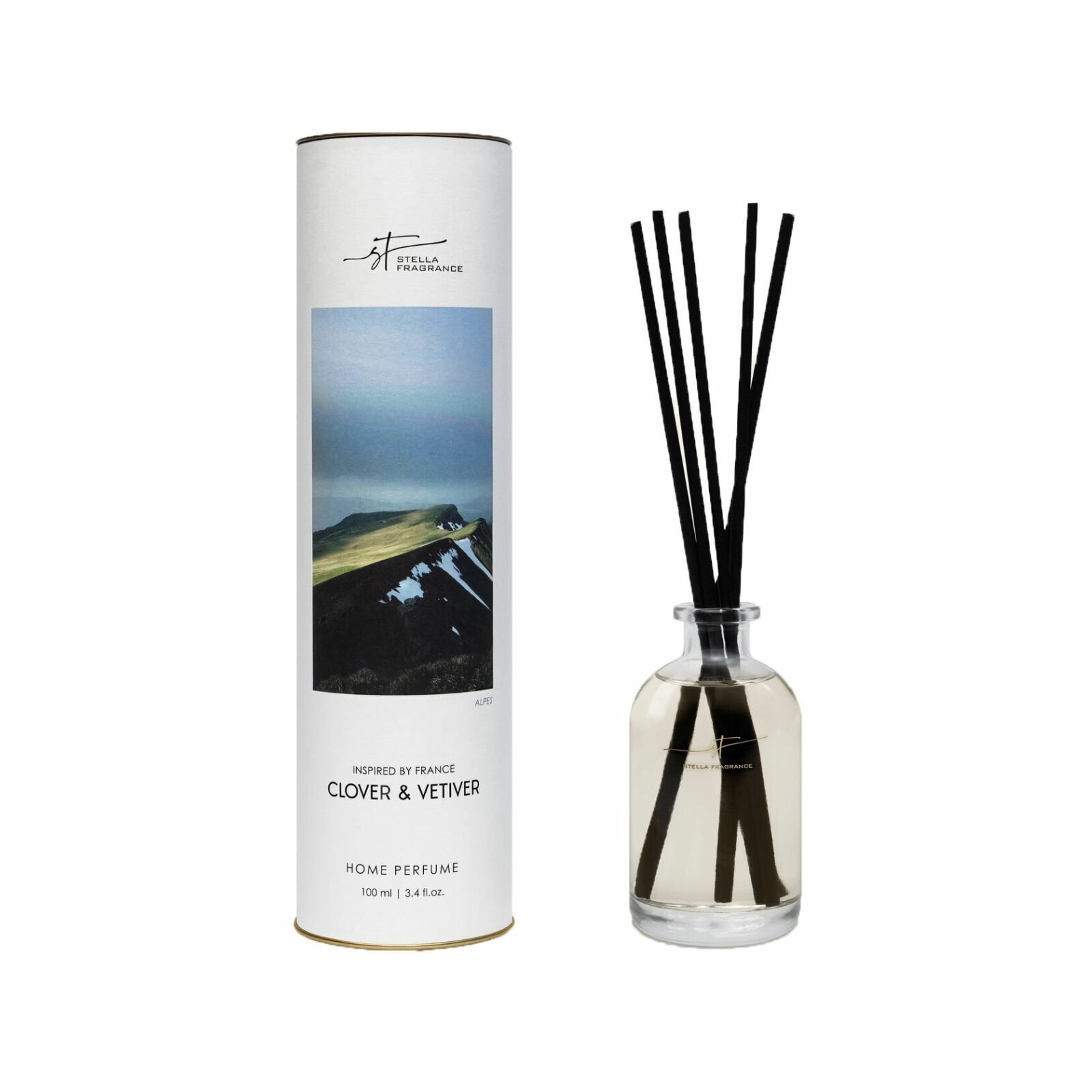 Диффузор Stella Fragrance "Клевер и ветивер", 100 мл, тубус с палочками, аромат для дома