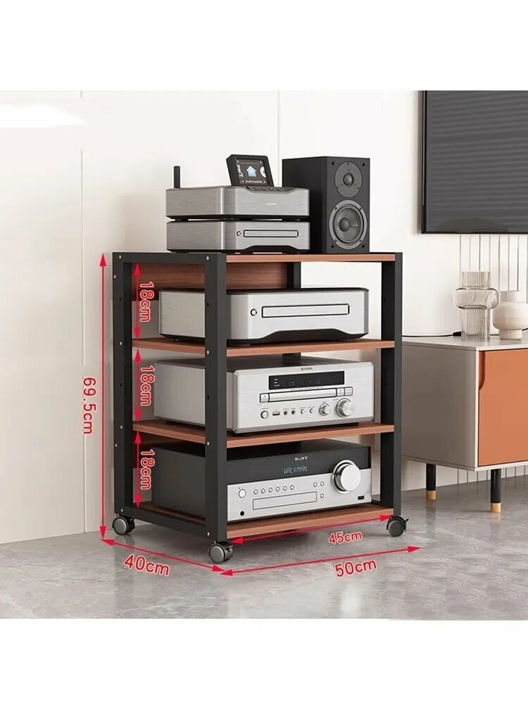 Стойка Для Hi Fi Аппаратуры 4 Этажа, Стойка для Hi fi аппаратуры подходит для гостиной, 50x40x69.5см