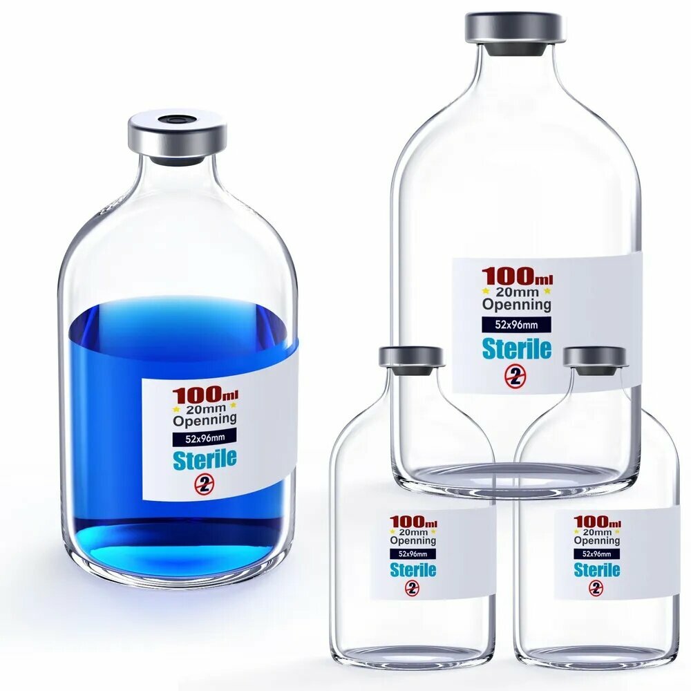 Ks-Tek Стерильные пустые флаконы с серебристой алюминиевой крышкой и бутилкаучуковой пробкой, прозрачные стеклянные пробирки, герметичные флаконы, стерильная упаковка 4шт (100мл).