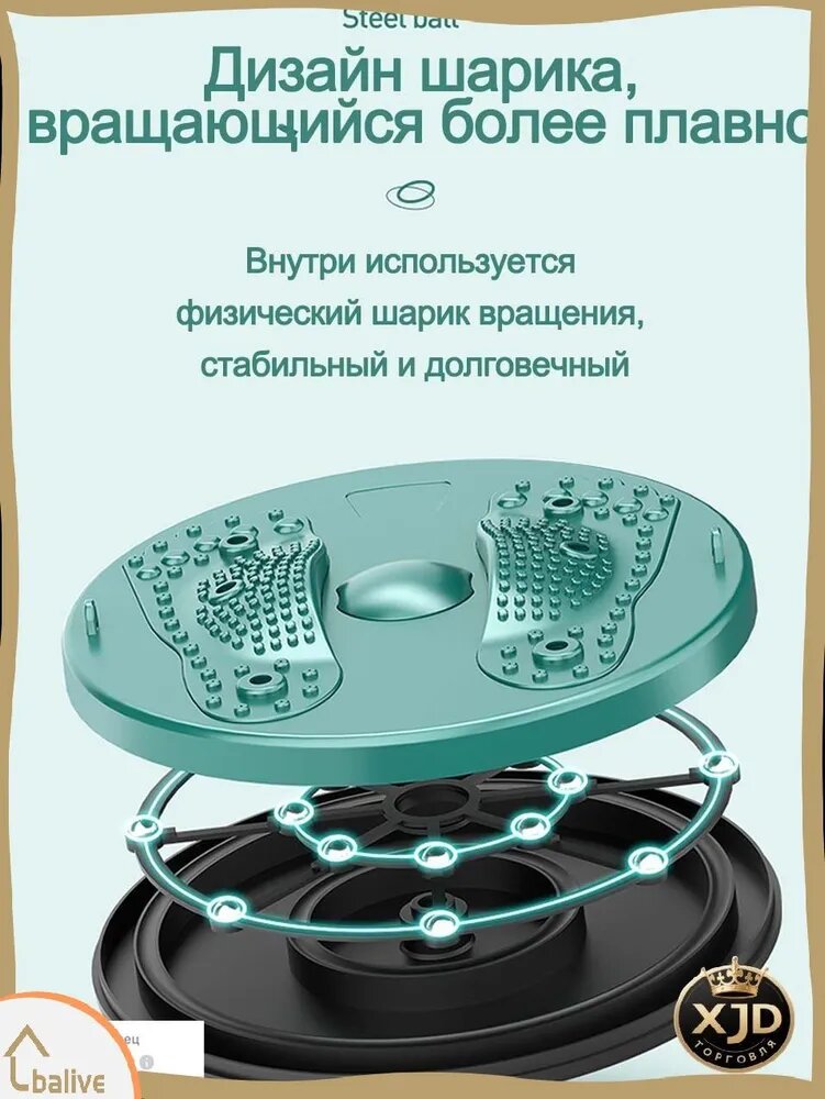 Диск здоровья для фитнеса и тренировок с тяговым тросом, максимальная нагрузка 150 кг, розовый — фото 1