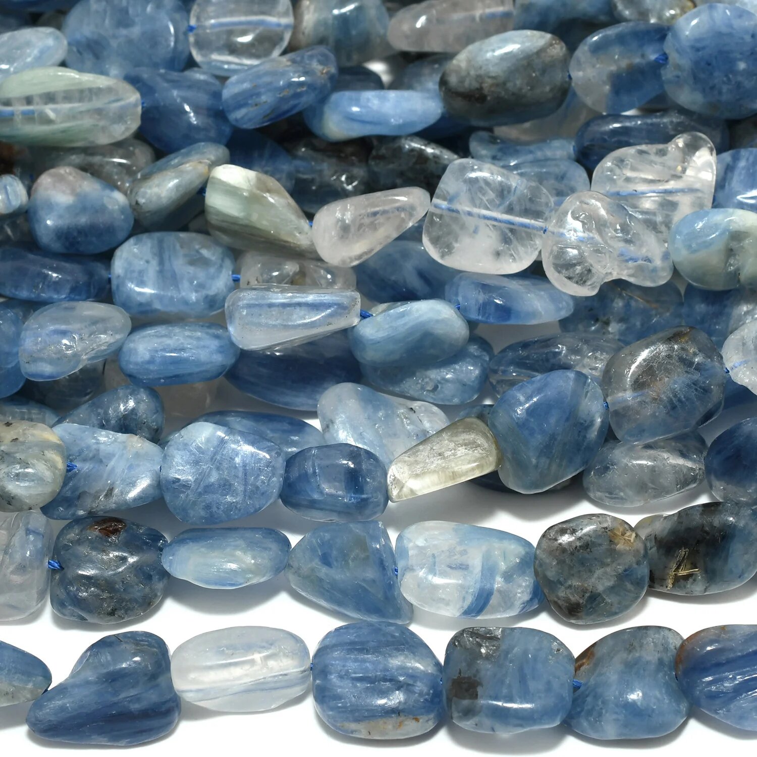 Кианит с кварцем, бусины, 10-15 мм, 39 см, CHASEREAL