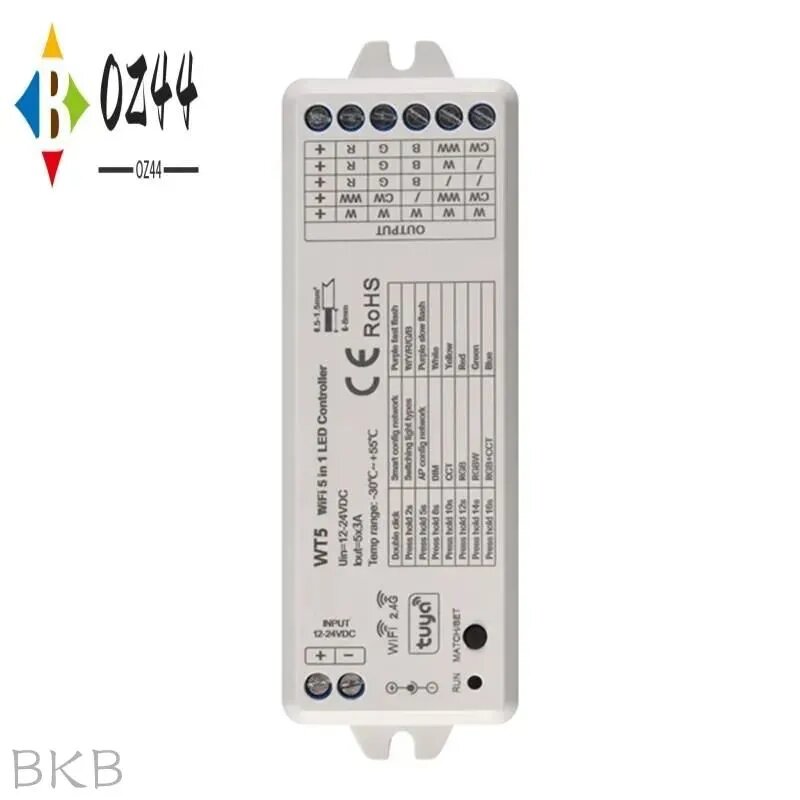 (A J Y K) Светодиодный контроллер Tuya 5 в 1 диммер CCT RGB RGBW RGBWW RGBCCT Strip Smart Life Wi-Fi 2,4 г RF пульт дистанционного управления 12-24 В WT5