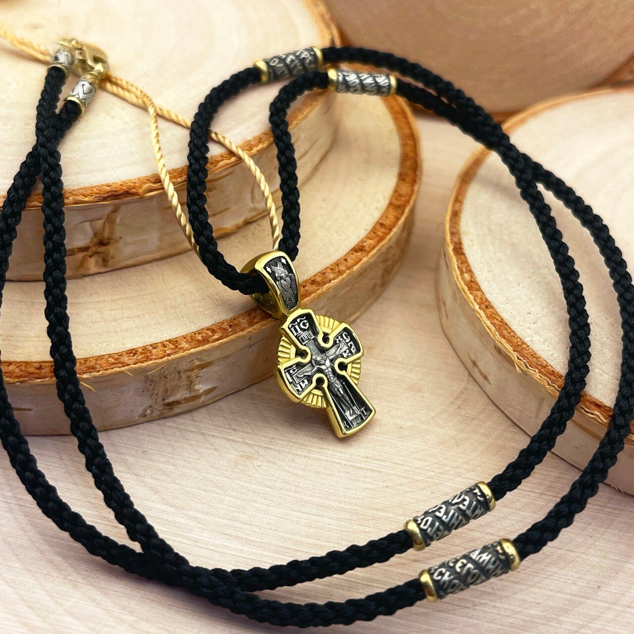 Крестик, серебро, 925 проба, золочение, оксидирование, чернение