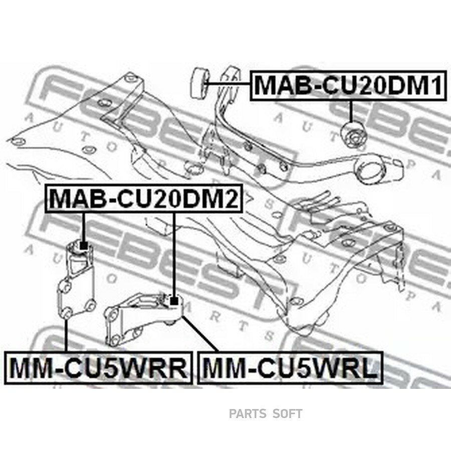 FEBEST MM-CU5WRR подушка заднего дифференциала правая MITSUBISHI OUTLANDER CU# 2002-2006