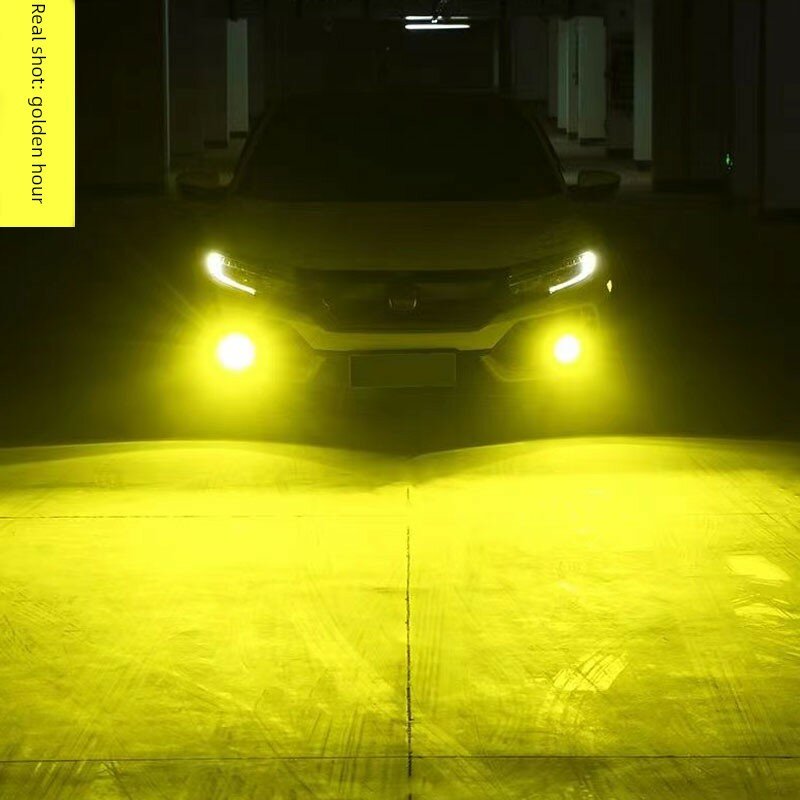 Автомобильные светодиодные противотуманки с линзой, тип лампы HB4/9006, золотой свет, пара для универсальной