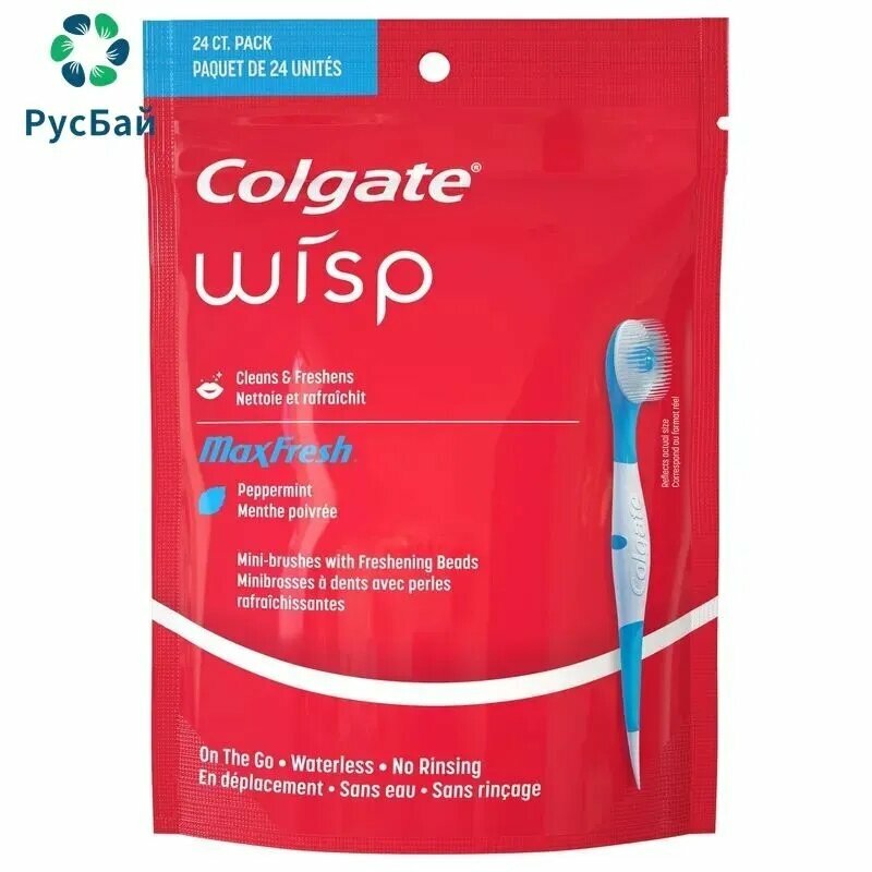 Одноразовые дорожные мини-зубные щетки Max Fresh Wisp, мятный вкус. 24 шт. США.