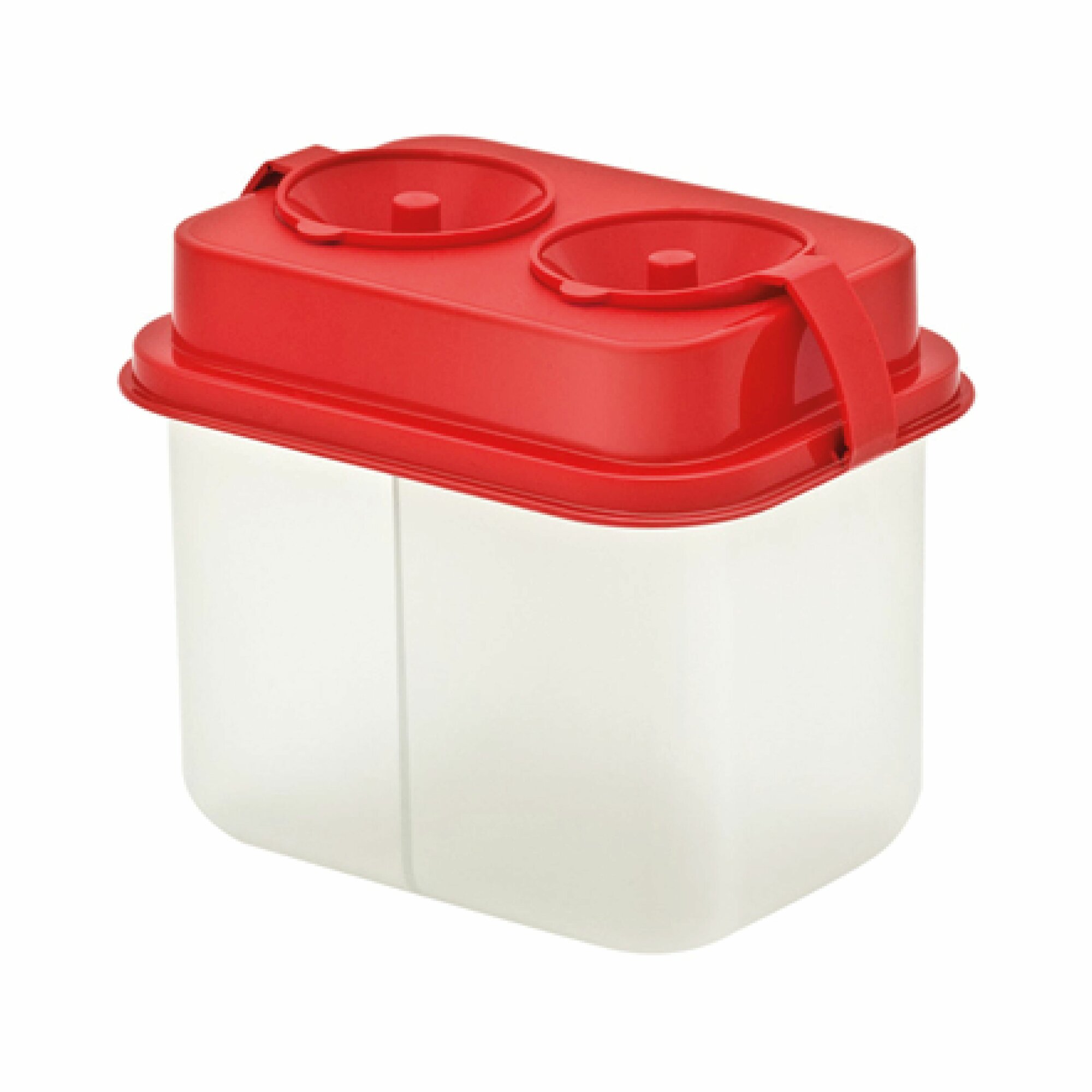 Стакан-непроливайка двойной, с крышкой, красный