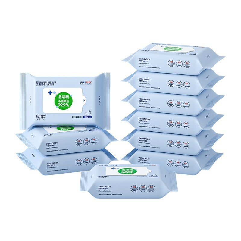 Настоящие спиртовые салфетки Runben для офиса и домашнего использования, очистка рук и рта для детей, стерилизация, универсальные влажные салфетки, оптовая продажа и дропшиппинг