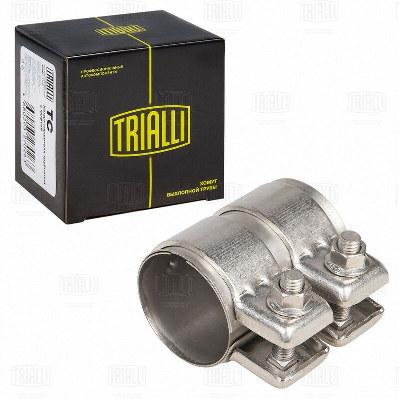 Хомут глушителя трубчатый TRIALLI TC 51 SS с муфтой D=51 мм Ld=80 мм, нержавеющая сталь 304 Ss