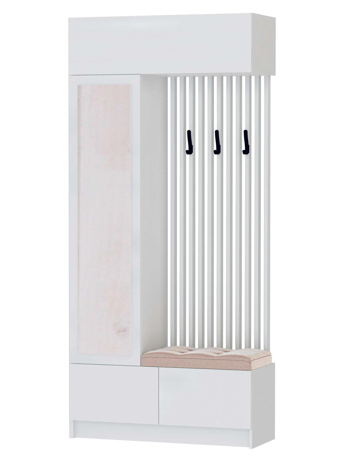 Прихожая "Руэлла" центральная секция белая Huge Mebel. Ширина 1000 Высота 2200. Прихожие