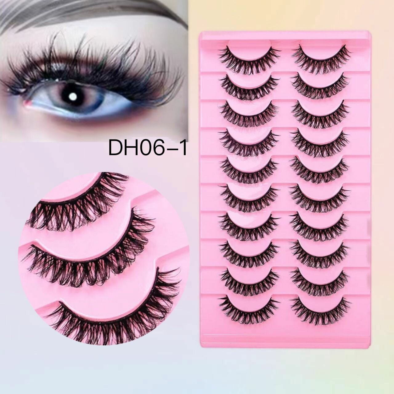 Хит продаж за рубежом: русские объемные ресницы для создания эффекта густых, больших глаз, многослойные, с трехмерным изгибом, незаменимы для европейского и американского макияжа, реалистичный вид.