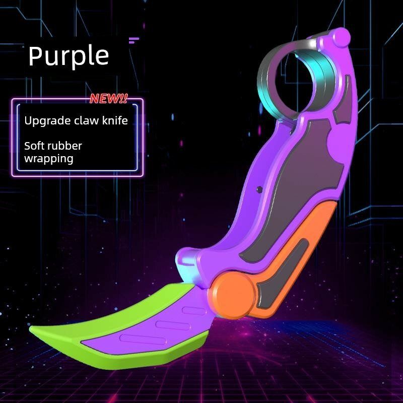 Обновленная версия 4.0: безопасный мягкий резиновый лезвие складной коготь-нож в фиолетово-зеленом цвете для детей