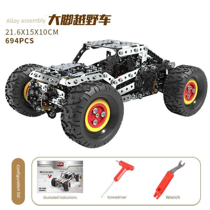 Сборный металлический комплект внедорожного джипа для взрослых, 694 деталей, высокая сложность, игрушечная модель