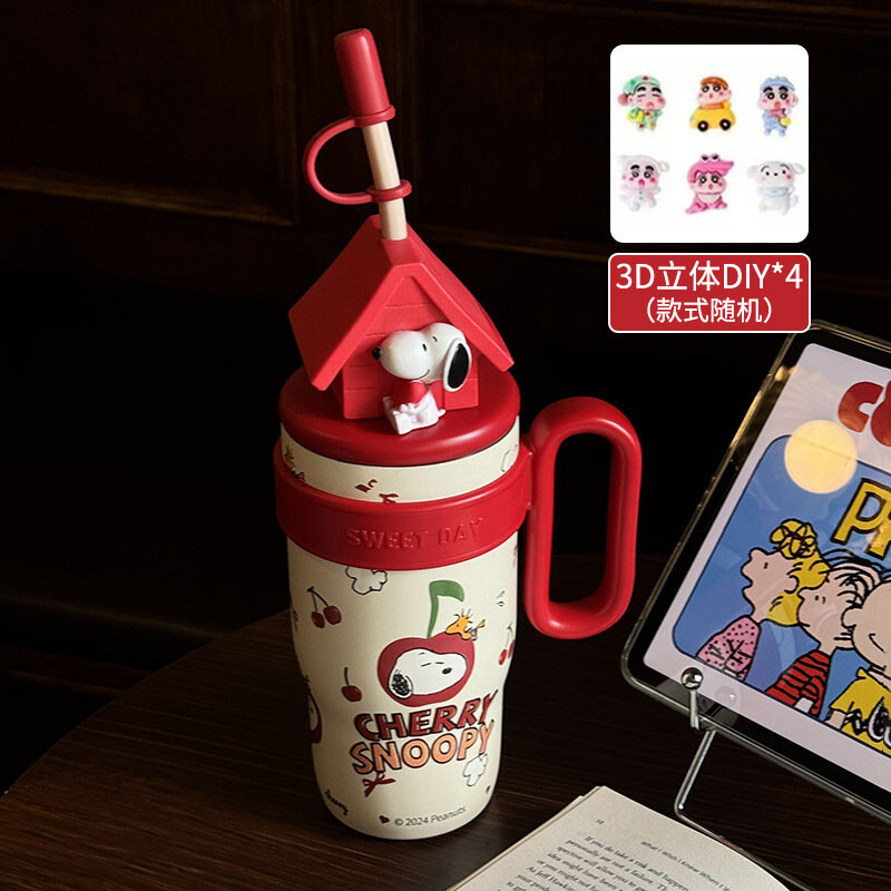 Изолированная кружка для холодной воды Snoopy Ice Cup, 316 нержавеющая сталь, изолированная кружка, мультяшная кружка для активного отдыха с трубочкой