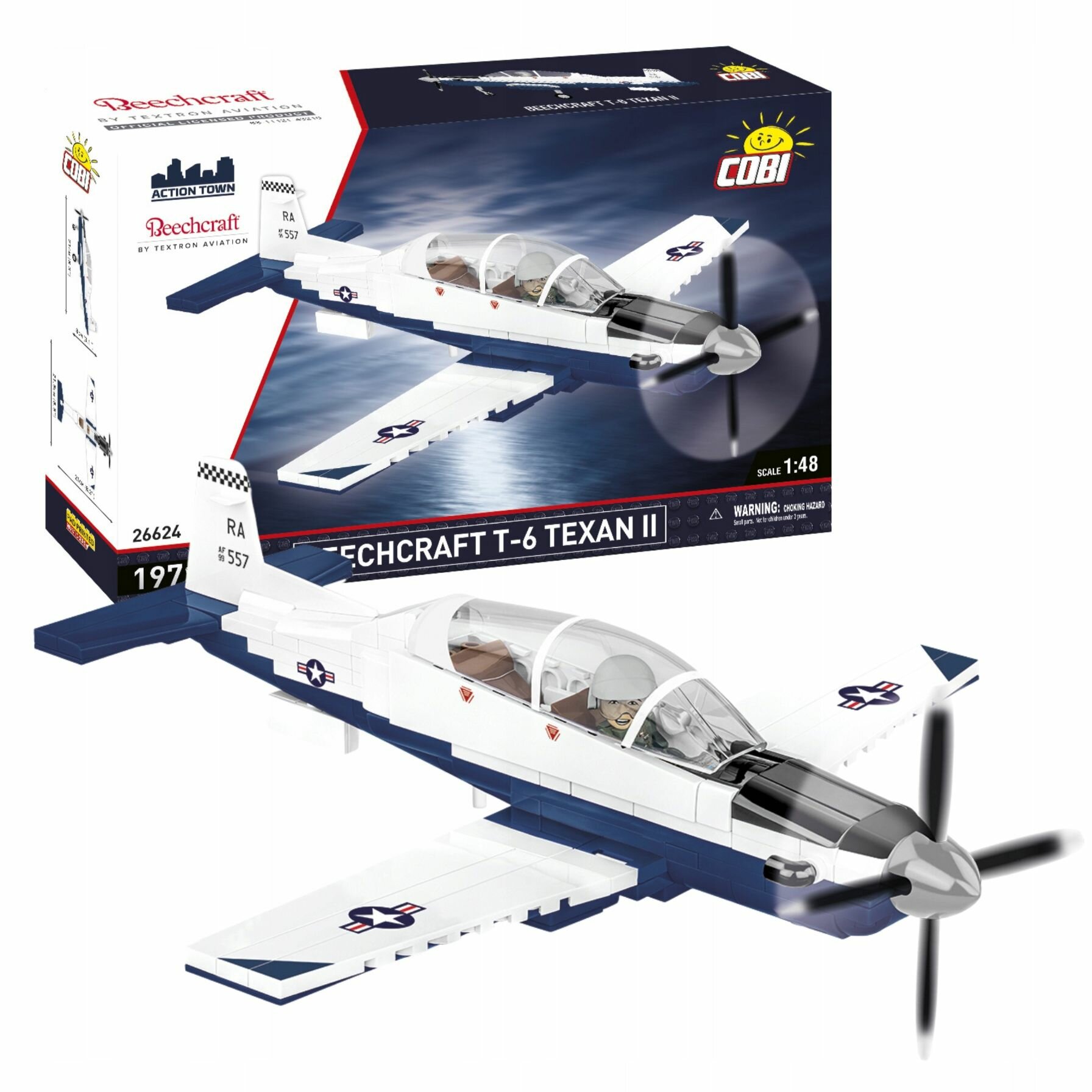 Конструктор Cobi Action Town - Учебный самолет BEECHCRAFT T-6 TEXAN II, 197 эл. - 26624