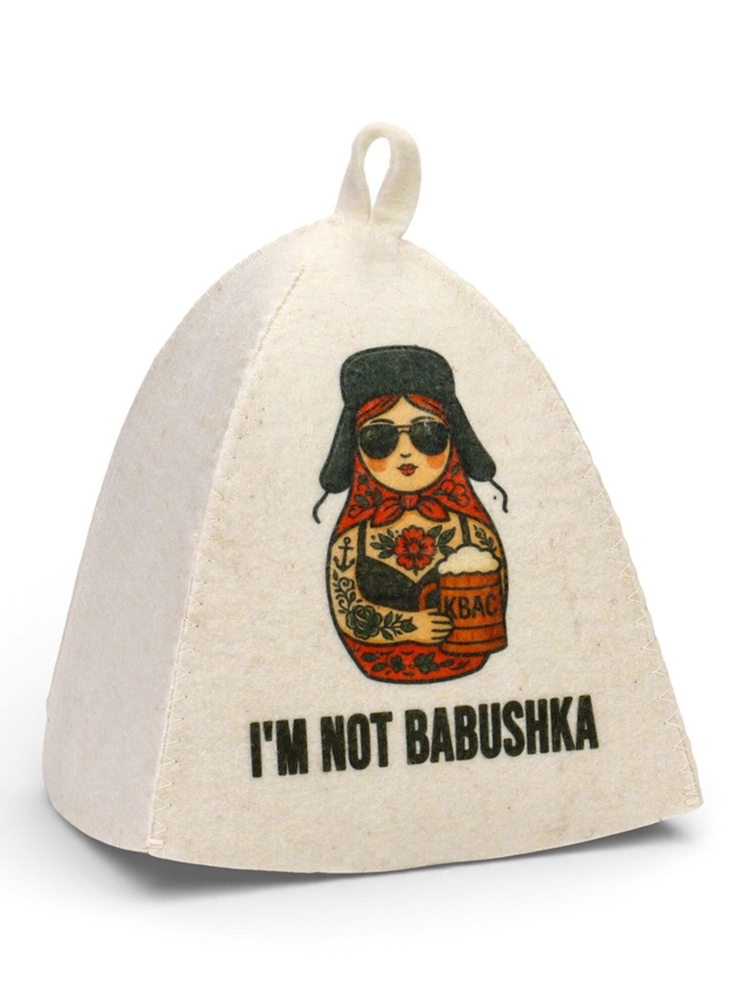 Шапка для бани и сауны женская I'm not babushka, полиэфир, шерсть