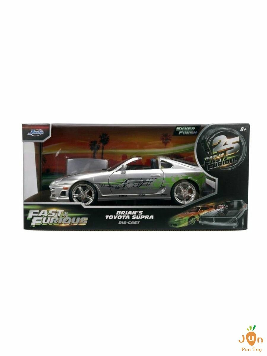 Jada Toys Fast & Furious Brian's Mitsubishi Eclipse / Детская сплавная модель Mitsubishi Eclipse 1:24, открываются двери и капот, зелёная. Подарок на ДР.