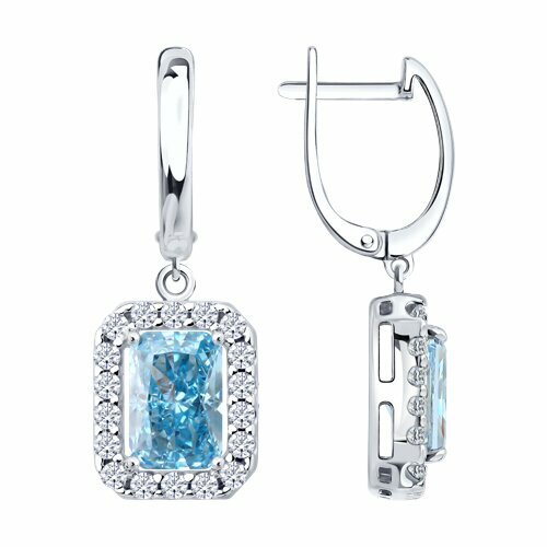 Серьги, серебро, 925 проба, родирование, фианит